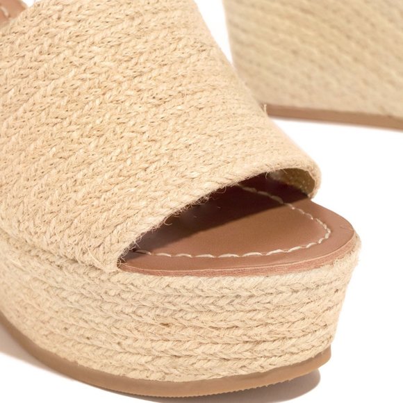 Soda | Shoes | New Natural Jute Raffia Open Toe Platform Wedge High ...